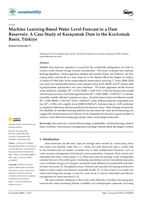 (PDF) Machine Learning-Based Water Level Forecast in a Dam Reservoir: A ...