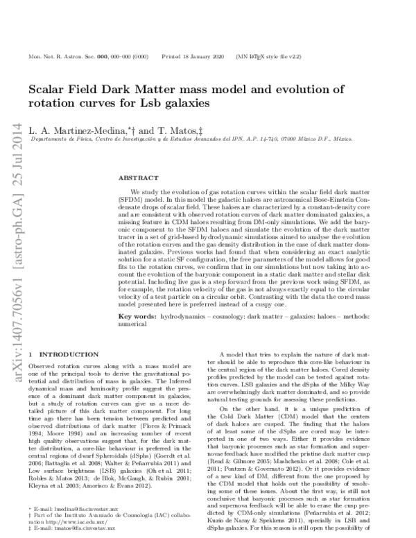 (PDF) Scalar field dark matter mass model and evolution of rotation ...