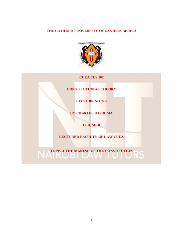 (PDF) The Making of the Constitution of Kenya 2010 (Constitutional Law ...