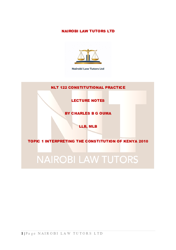 (PDF) Interpreting the Constitution of Kenya 2010: Constitutional Law ...