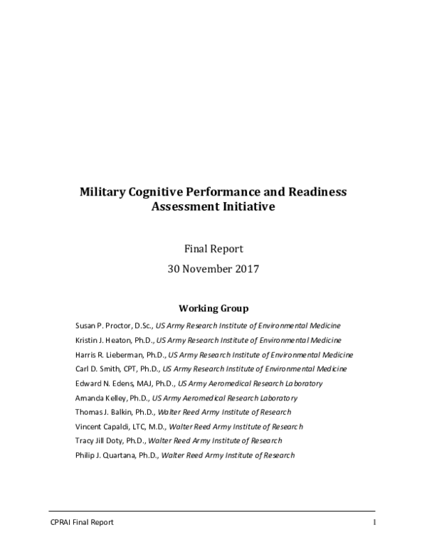 (PDF) Military Cognitive Performance and Readiness Assessment ...