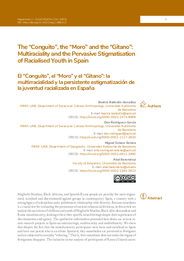 (PDF) The "Conguito", the "Moro" and the "Gitano": Multiraciality and ...