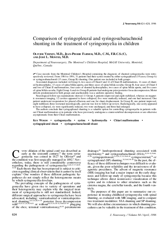 (PDF) Comparison of syringopleural and syringosubarachnoid shunting in ...