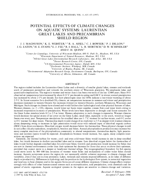 (PDF) Potential Effects of Climate Changes on Aquatic Systems ...