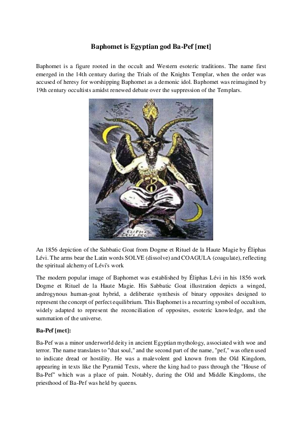 (PDF) Baphomet is Egyptian god Ba-Pef [met]
