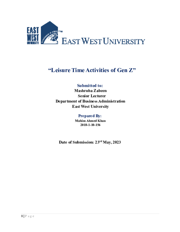(PDF) Leisure Time Activities of Gen Z