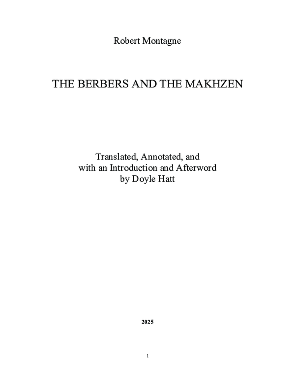 (PDF) The Berbers and the Makhzen (Translation)