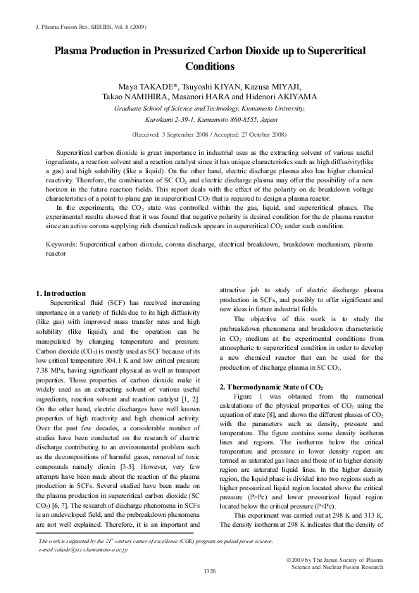 (PDF) Plasma Production in Pressurized Carbon Dioxide up to ...