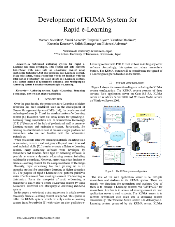 (PDF) Development of KUMA system for rapid e-Learning