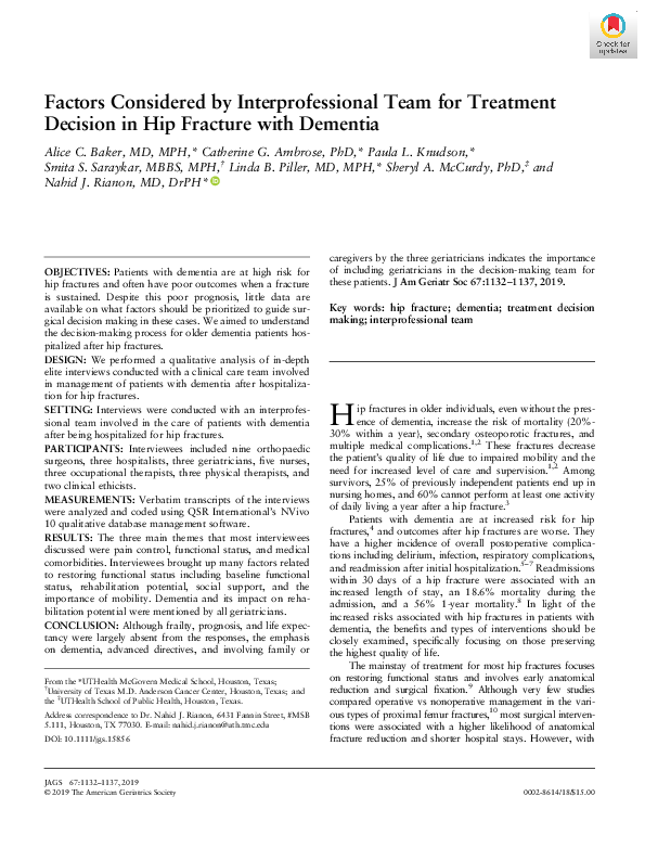 (PDF) Factors Considered by Interprofessional Team for Treatment ...
