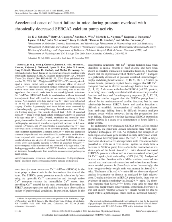 (PDF) Accelerated onset of heart failure in mice during pressure ...