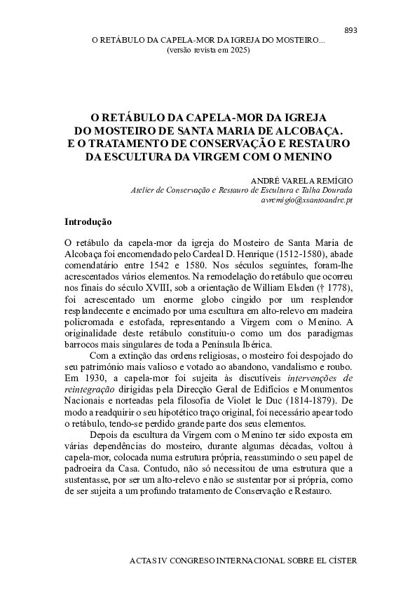 (PDF) O RETÁBULO DA CAPELA-MOR DA IGREJA DO MOSTEIRO DE SANTA MARIA DE ...