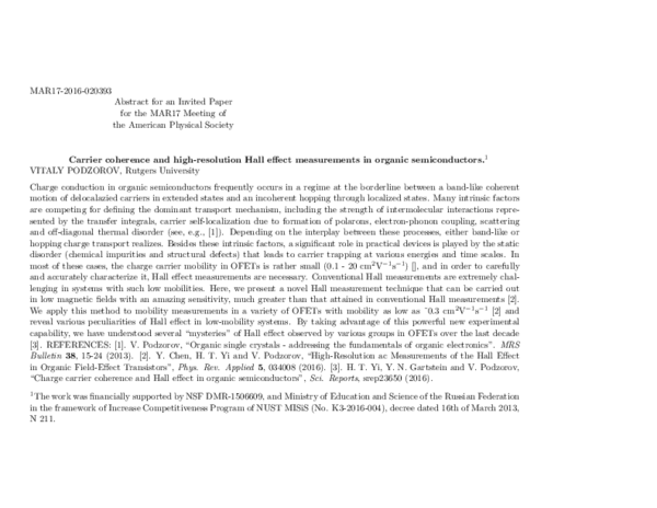 (PDF) Carrier coherence and high-resolution Hall effect measurements in ...