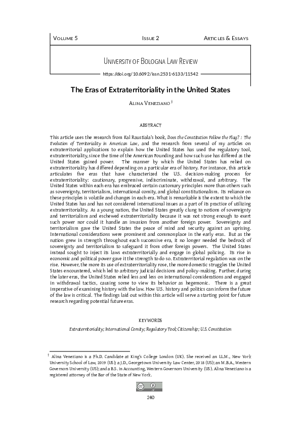 (PDF) The Eras of Extraterritoriality in the United States