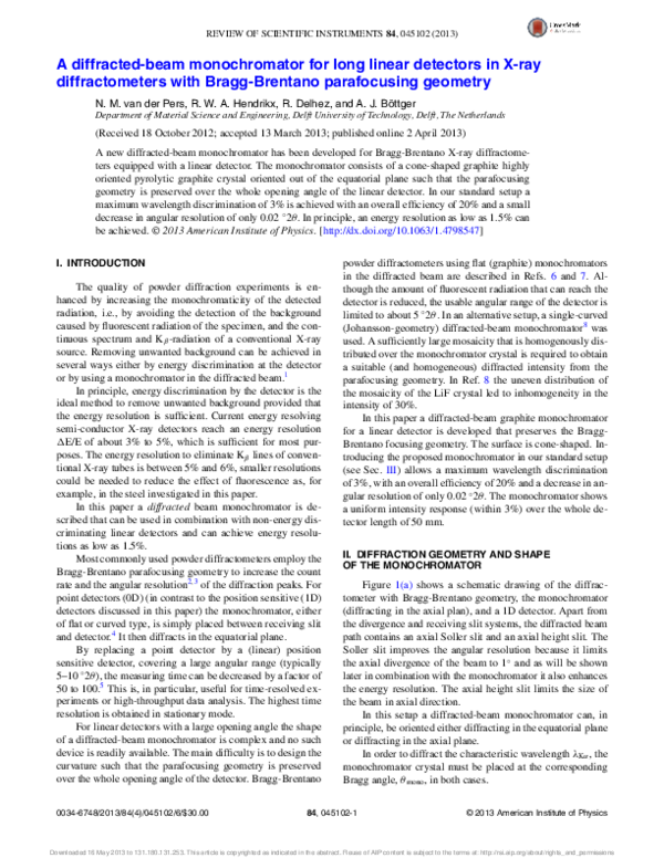 (PDF) A diffracted-beam monochromator for long linear detectors in X ...