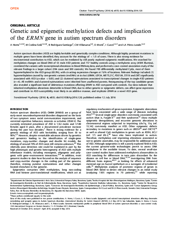 (PDF) Genetic and epigenetic methylation defects and implication of the ...