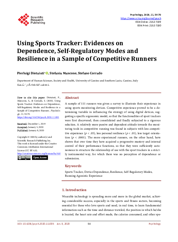 (PDF) Using Sports Tracker: Evidences on Dependence, Self-Regulatory ...