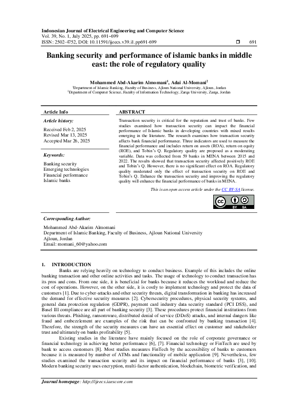 (PDF) Banking security and performance of islamic banks in middle east ...