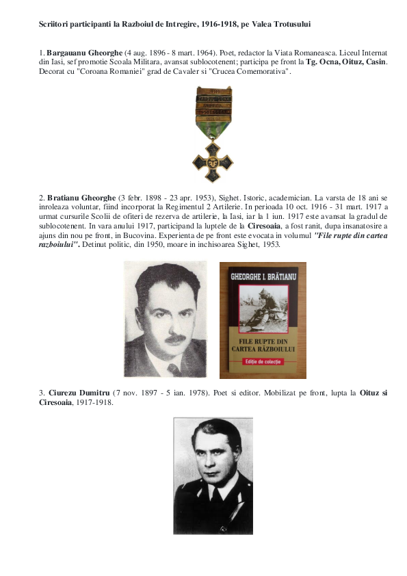 (PDF) Scriitori participanti la Razboiul de Intregire, 1916-1918, pe ...