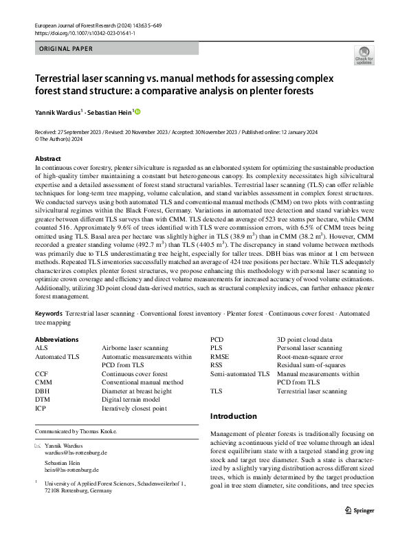 (PDF) Terrestrial laser scanning vs. manual methods for assessing ...