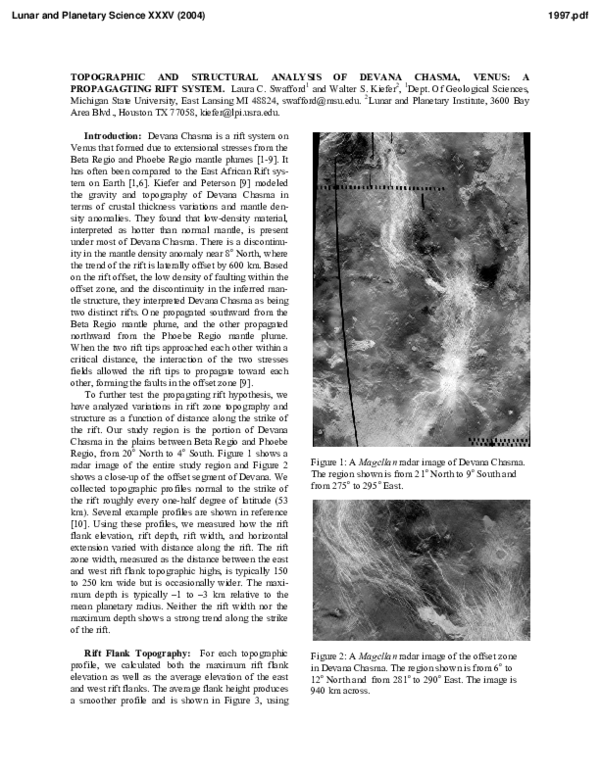 (PDF) Topographic and Structural Analysis of Devana Chasma, Venus: A ...