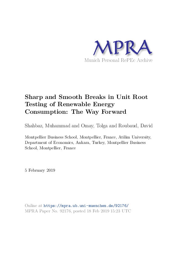(PDF) Sharp and Smooth Breaks in Unit Root Testing of Renewable Energy ...