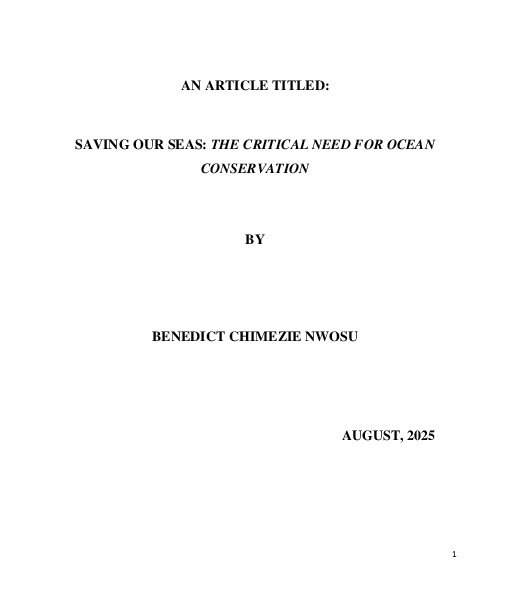 (PDF) SAVING OUR SEAS: THE CRITICAL NEED FOR OCEAN CONSERVATION