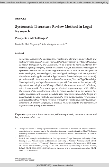 (PDF) Systematic Literature Review Method in Legal Research Prospects ...