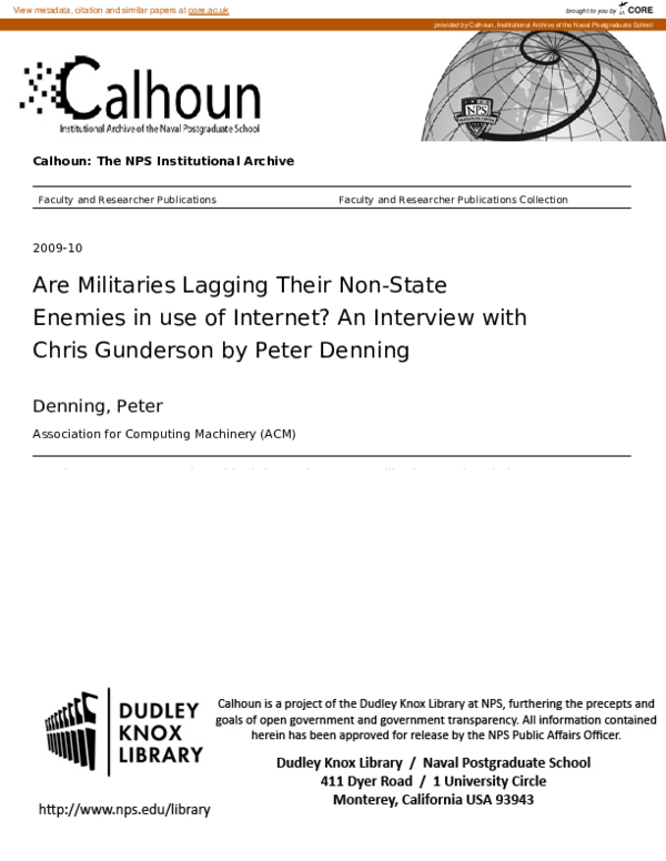 (PDF) Are Militaries Lagging Their Non-State Enemies in use of Internet ...