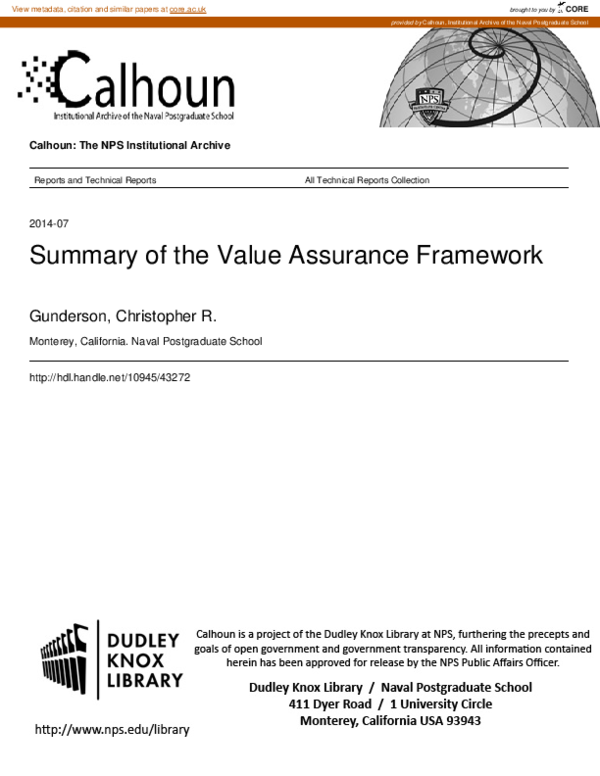 (PDF) Summary of the Value Assurance Framework