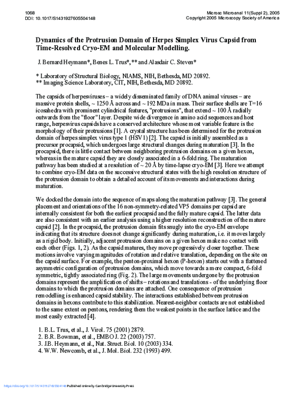 (PDF) Dynamics of the Protrusion Domain of Herpes Simplex Virus Capsid ...