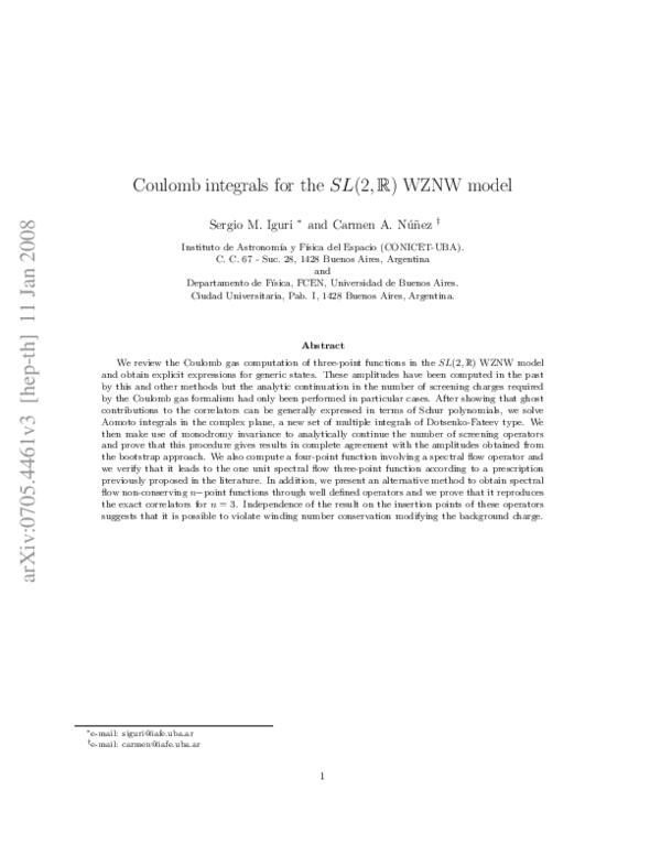 (PDF) Coulomb integrals for theSL(2,R)Wess-Zumino-Novikov-Witten model