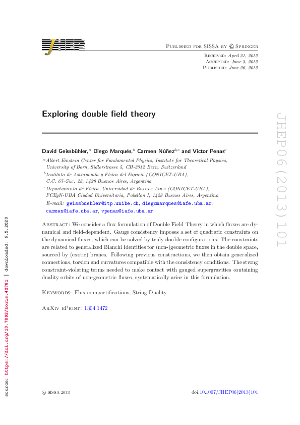 (PDF) Exploring double field theory