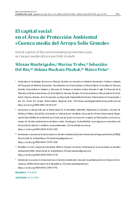 (PDF) El capital social en el Área de Protección Ambiental «Cuenca ...