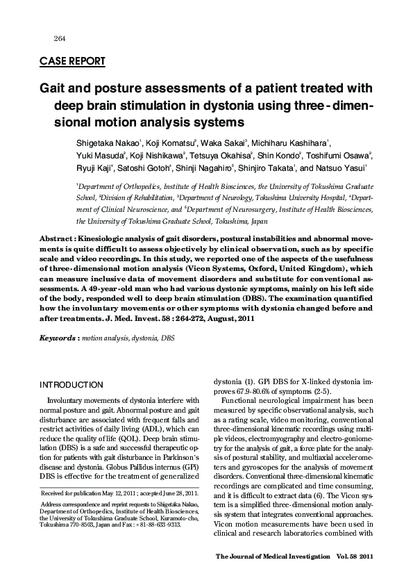 (PDF) Gait and posture assessments of a patient treated with deep brain ...