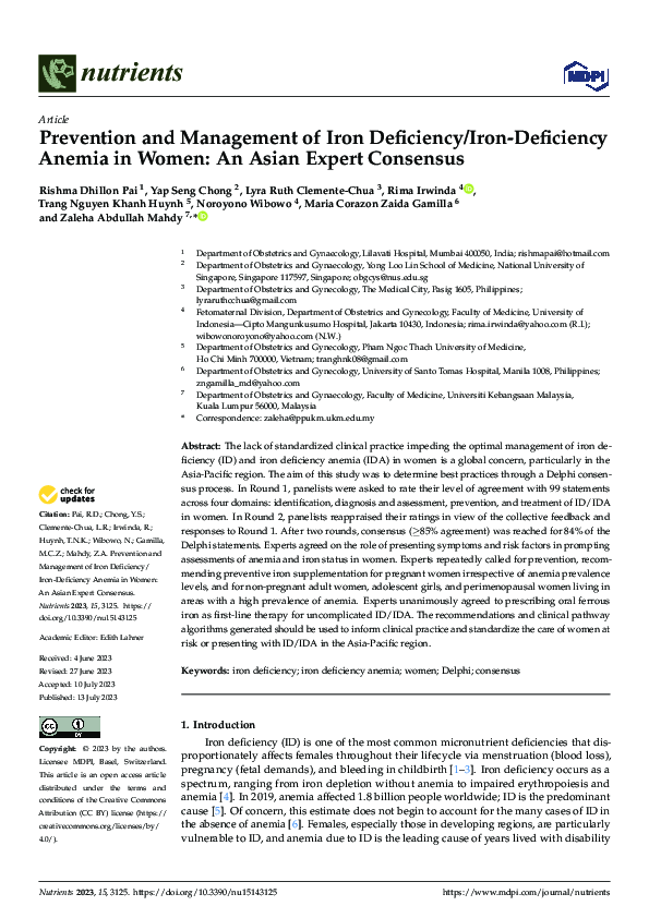 (PDF) Prevention and Management of Iron Deficiency/Iron-Deficiency ...