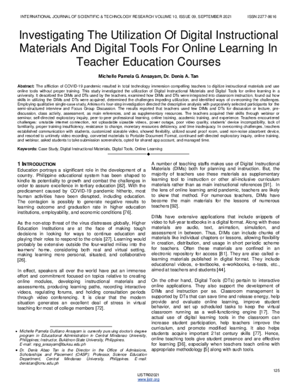 (PDF) Investigating the Utilization of Digital Instructional Materials ...