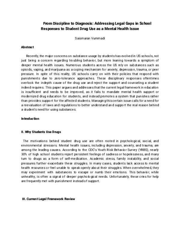 (PDF) From Discipline to Diagnosis: Addressing Legal Gaps in School ...