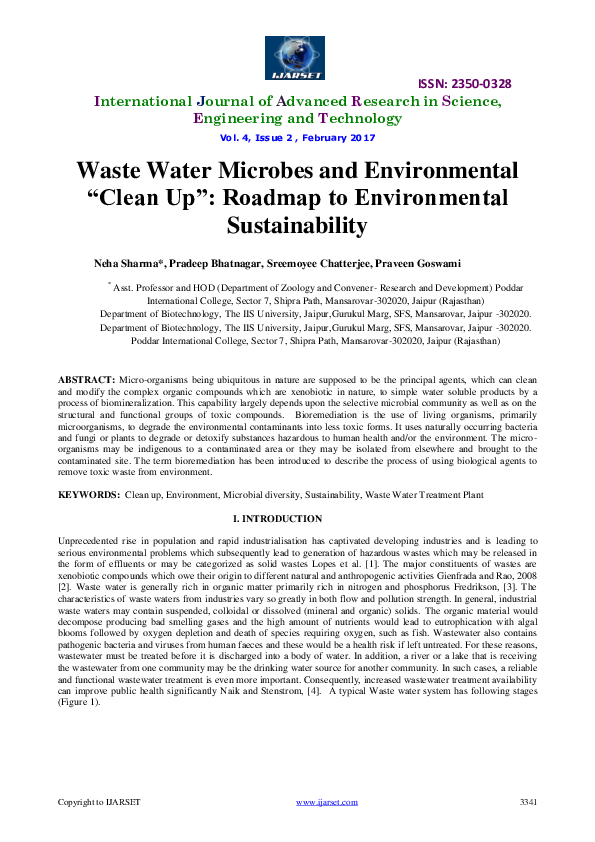 (PDF) Waste Water Microbes and Environmental "Clean Up": Roadmap to ...