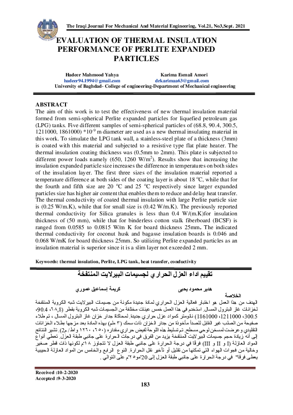 (PDF) Evaluation of Thermal Insulation Performance of Perlite Expanded ...