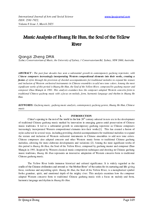 (PDF) Music Analysis of Huang He Hun, the Soul of the Yellow River