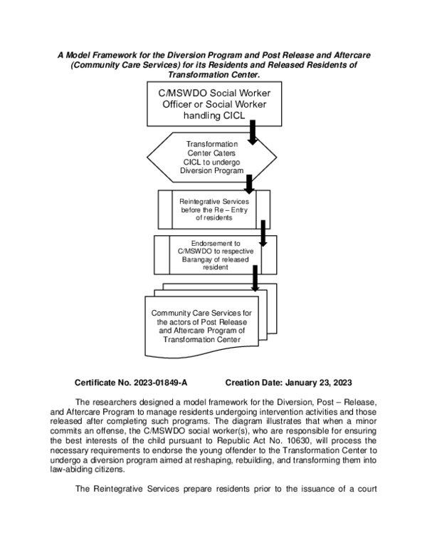 (PDF) A Model Framework for the Diversion Program and Post Release and ...