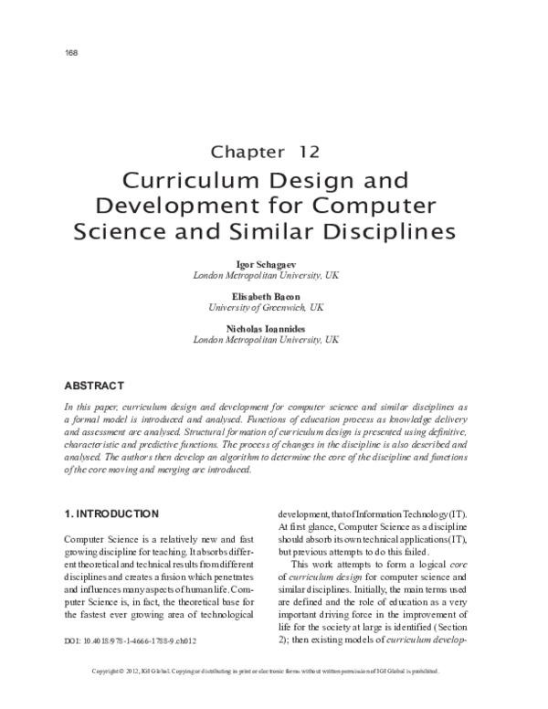 (PDF) Curriculum Design and Development for Computer Science and ...