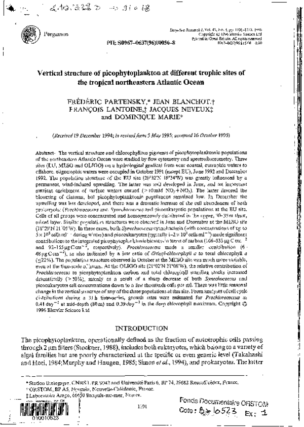 (PDF) Vertical structure of picophytoplankton at different trophic ...