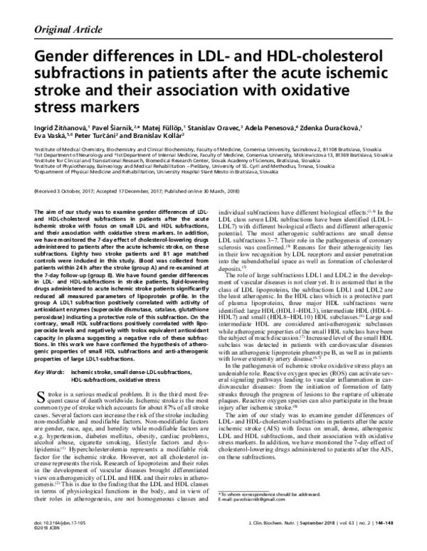 (PDF) Gender differences in LDL- and HDL-cholesterol subfractions in ...