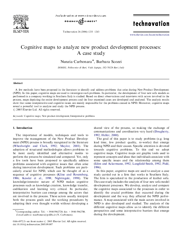 (PDF) Cognitive maps to analyze new product development processes: A case study