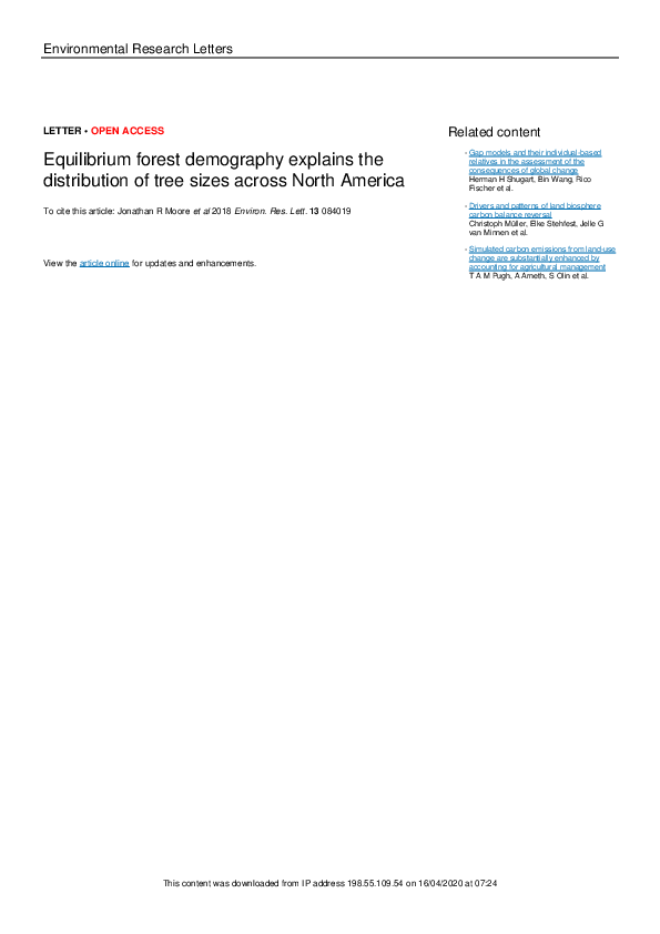 (PDF) Equilibrium forest demography explains the distribution of tree ...