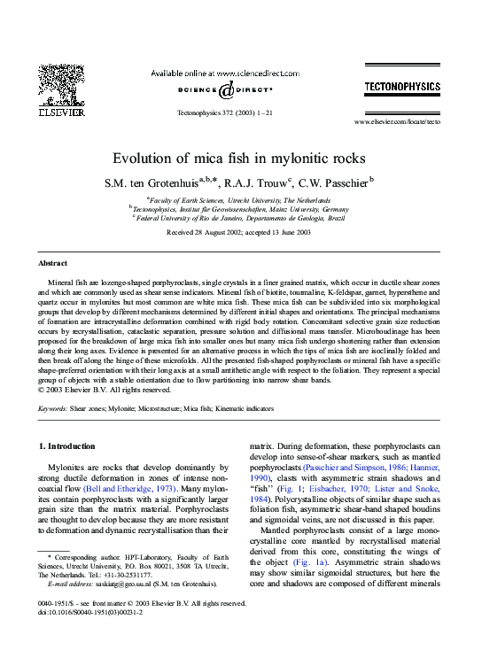 (PDF) Evolution of mica fish in mylonitic rocks