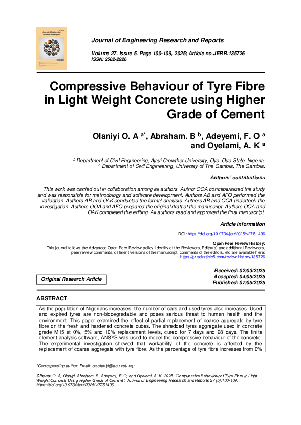 (PDF) Compressive Behaviour of Tyre Fibre in Light Weight Concrete ...