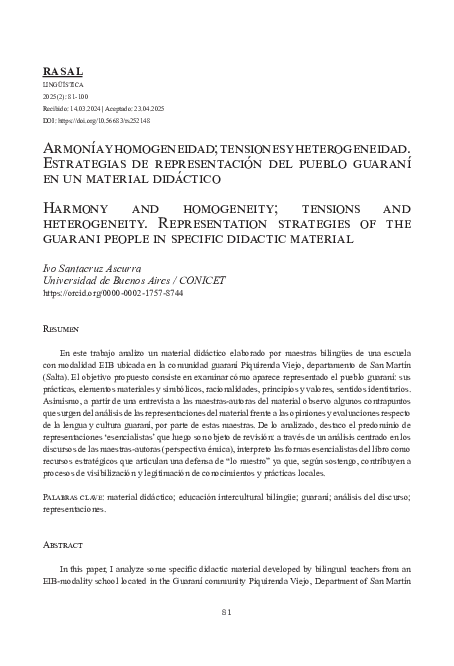 (PDF) Armonía y homogeneidad; tensiones y heterogeneidad. Estrategias ...